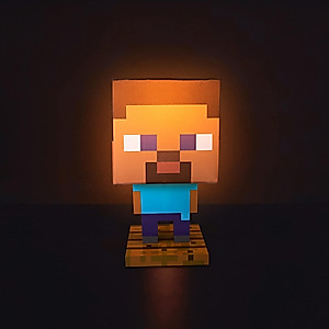 Minecraft Steve Figural 13-Inch LED Desk Lamp | Mood Light For Nightstand Table, Shelf