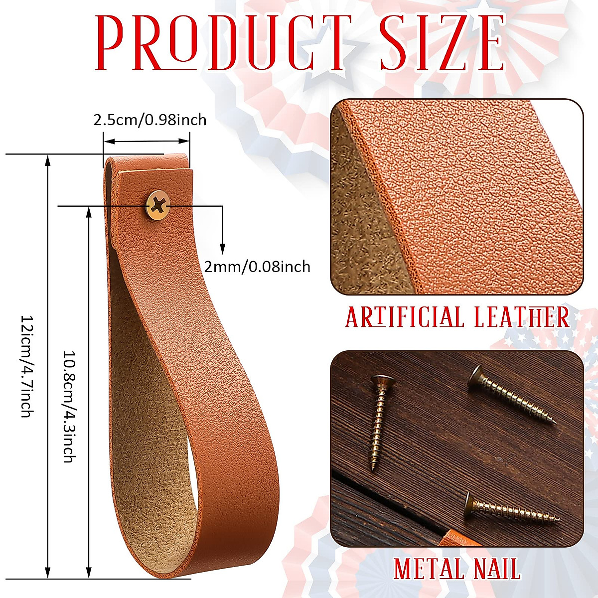 8 Pcs PU Leather Wall Hooks Wall Hanging Straps Pu Leather Curtain Rod Holder Towel Holders for Wall Faux Leather Strap Hanger Wall Mounted Pu Leather Hooks for Towel Bathroom Kitchen (Black, Yellow)