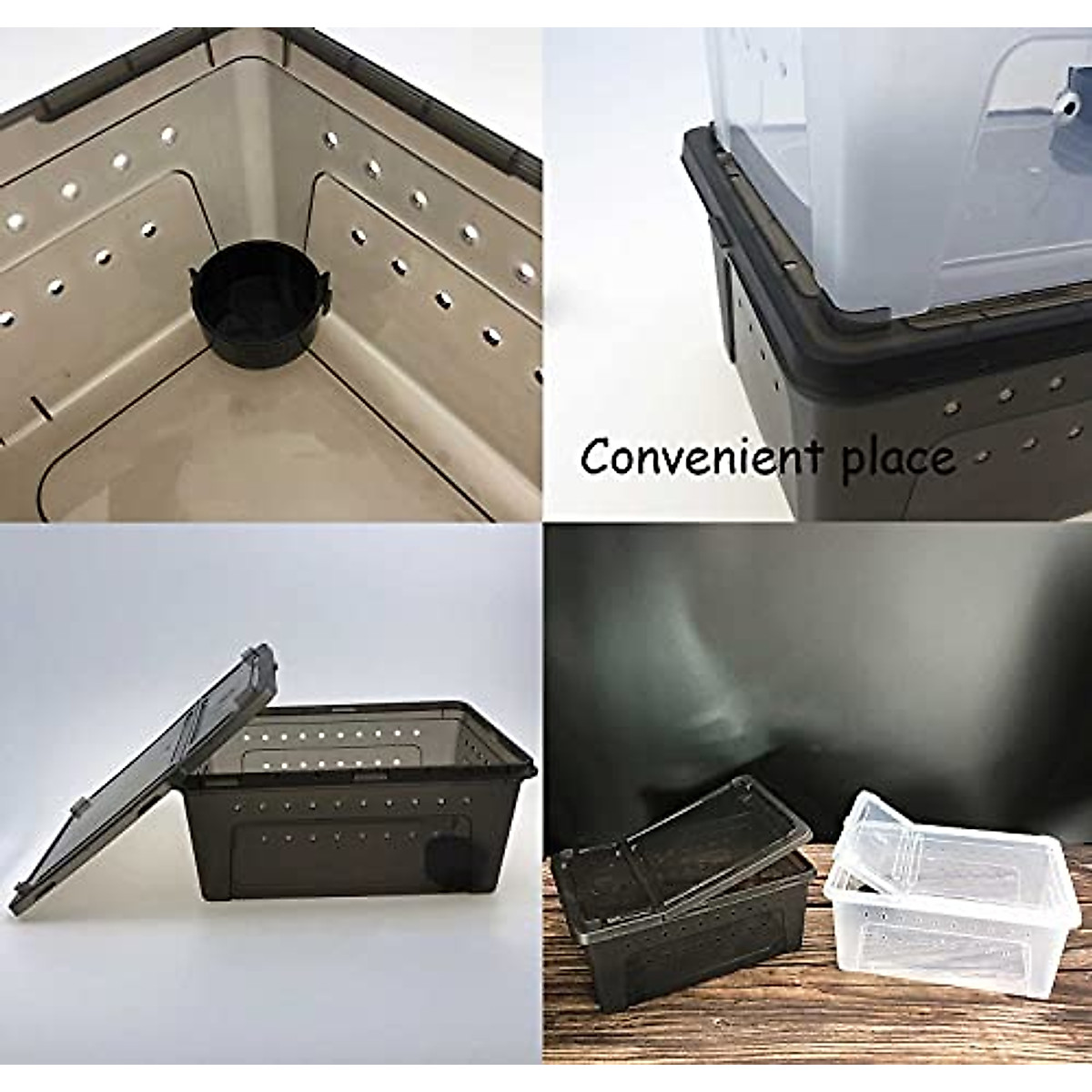 kathson 2PCS Reptile Feeding Box Portable Small Snake Terrarium Habitat Mini Pet Breeding Cage Hatching Container Transparent Gecko Houses for Small Frog Tarantula Spider Scorpion (White)