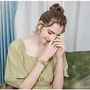 GOOJIDS Mama Bracelets For Women Stack Gold Layered Beaded Bracelet Jewelry Birthday Gifts for Mom From Daughter,son, New Mom Gifts for MAMA,Best Mom Gifts