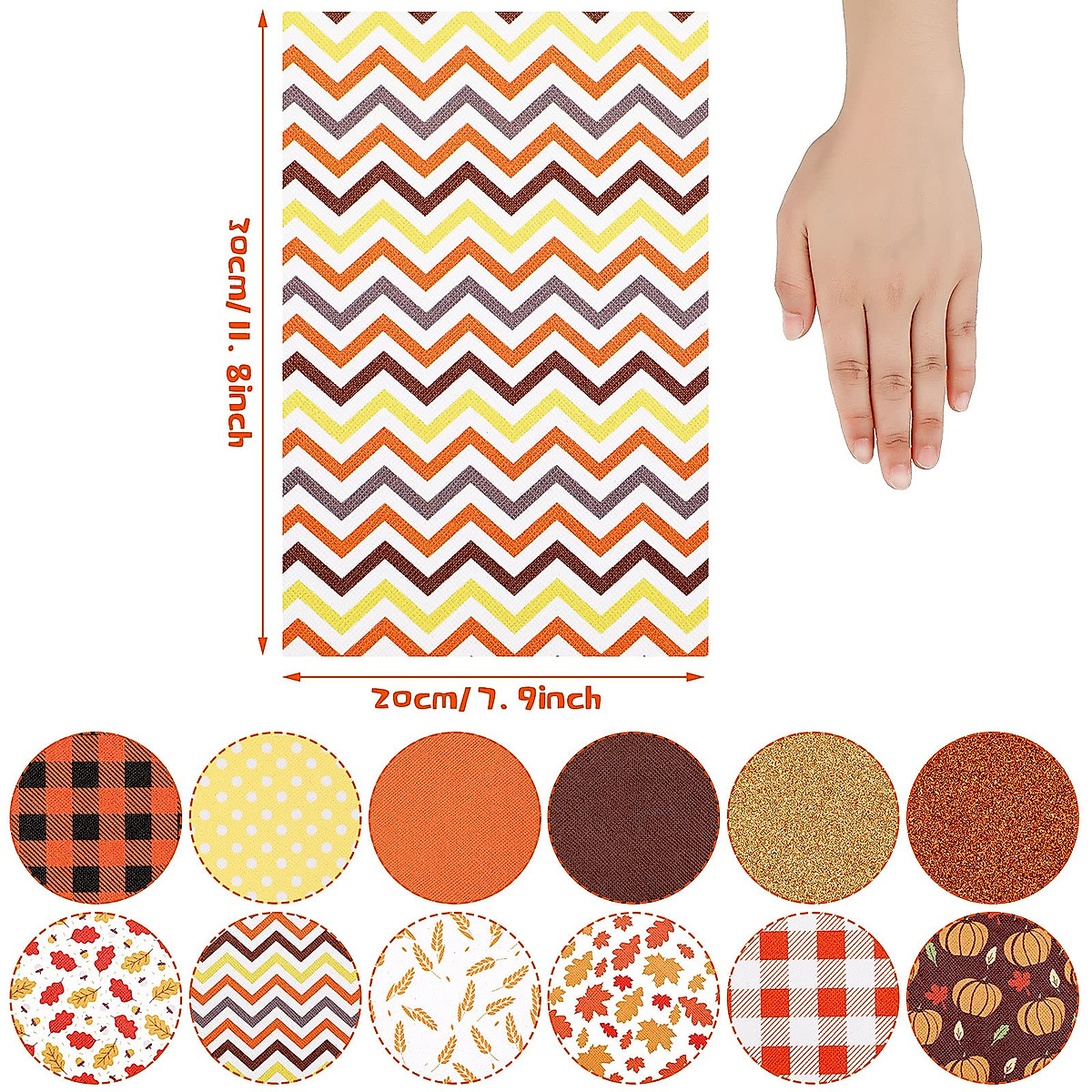 Frienda 12 Pcs Thanksgiving Fall Faux Leather Sheets Fall Leaves Pumpkin Feathers Glitter Leather Sheets Autumn Leather Earring Making Kit for Halloween Christmas Holiday DIY Craft, 7.9 x 11.8 Inch