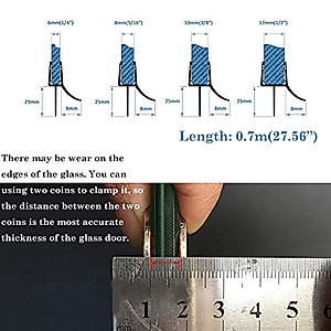 Cozylkx Frameless Shower Door Bottom Seal with Drip Rail 1/4" Thick Glass 27.5" Long Sweep - Glass Door Seal Strip Stop Shower Leaks