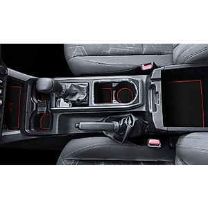 Auovo 18pcs Anti-dust Mats for Toyota Tacoma Accessories 2023 2022 2021 2020 2016 2017 2018 2019 Car Cup Holder Inserts Center Console Door Pocket Liner Premium Custom Interior (Double Cab) (Red)