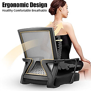 Furmax Office Chair Ergonomic Chair with Lumbar Support, Mid Back Computer Desk Chair Adjustable Height, Mesh Swivel Task Chair Humanized Breathable Chair with Armrests (Grey)