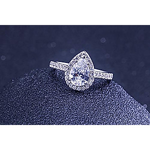 New by DovieDesigns 925 Genuine Sterling Silver Women Teardrop Ring, pear Shaped Engagement, Promise, Anniversary Rings for Women with 2.5 Carats AAA Cubic Zirconia Stones and Rhodium Plating (6)