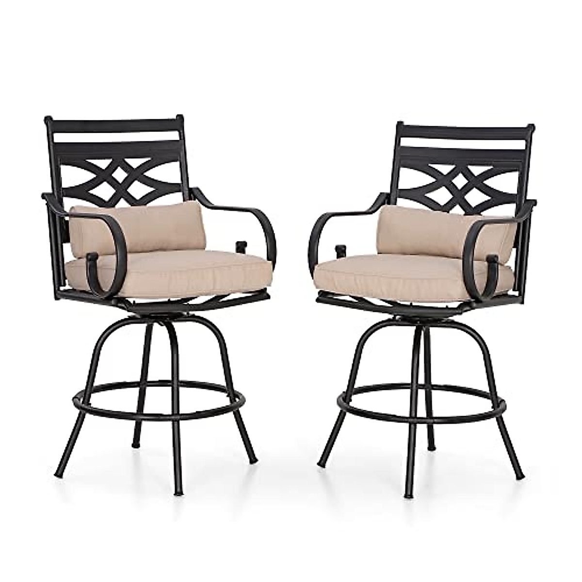 Sophia & William Patio Bar Stools Set of 2, Swivel Bar Chairs, High Dining Chairs with Seat Cushion
