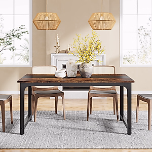 Tribesigns 63"x31.5" Dining Table, Industrial Kitchen Table for 4-6 Person, Rectangular Dinner Table for Dining Room Kitchen Living Room, with Heavy Duty Metal Legs, Vintage Brown