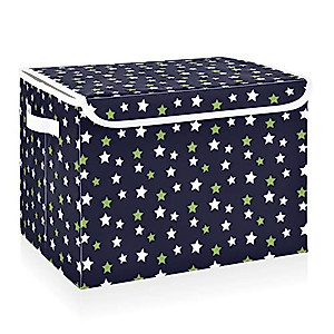 CaTaKu Stars and Stripes Storage Bins with Lids and Handles, Fabric Large Storage Container Cube Basket with Lid Decorative Storage Boxes for Organizing Clothes