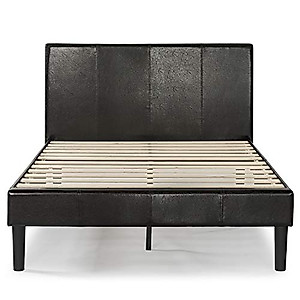Zinus Gerard Faux Leather Upholstered Platform Bed Frame / Mattress Foundation / Wood Slat Support / No Box Spring Needed / Easy Assembly, Queen