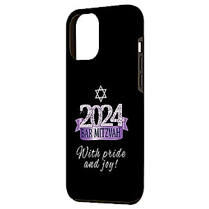 iPhone 14 Pro Max Bar Mitzvah 2024 I With Pride & Joy I Purple Banner Decor Case