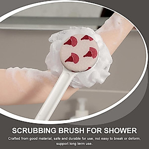 Cabilock Bath Back Brush Bath Body Brush Shower Foot Scrubber Shower Brush with Bristles Loufa Puff Scrubber Back Brush Handle Dual-Sided Back Brush Body Scrub Man Ice Cream Loofah Pp
