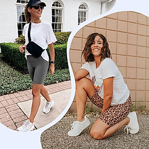 5 Pack Biker Shorts Women - 5"/8" High Waist Spandex Workout Yoga Running Athletic(Black/Navy/Dark Grey/Complexion/White,Plus)