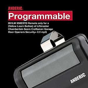 Anderic 891LM Garage Door Remote for Liftmaster 891LM Openers with Yellow Learn Key - Single Button Vizor Remote