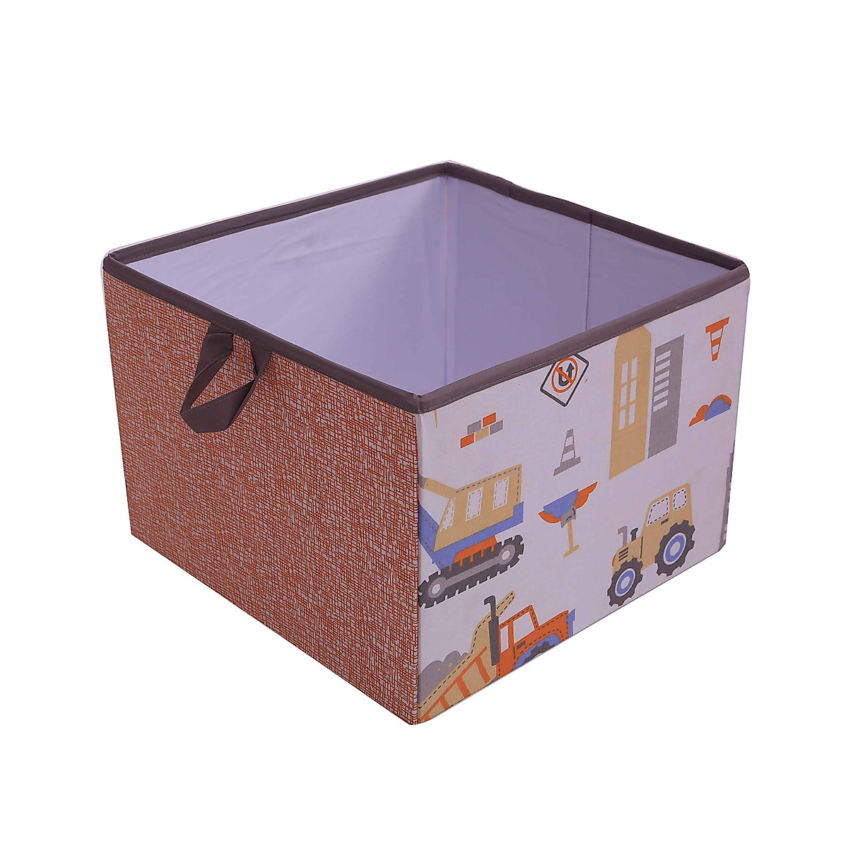 Bacati - Large Storage Tote Construction Yellow/Orange/Grey/Blue Boys 14 X 14 X 10 inches