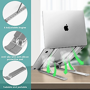Vaselin Desktop Laptop Stand, Aluminum Alloy Computer Stand,Adjustable Height Ergonomic Laptop Stand,Foldable Laptop Stand Grade 9 Non-Slip，Stand for 9-15.6'' Tablet, Laptops(Silver)