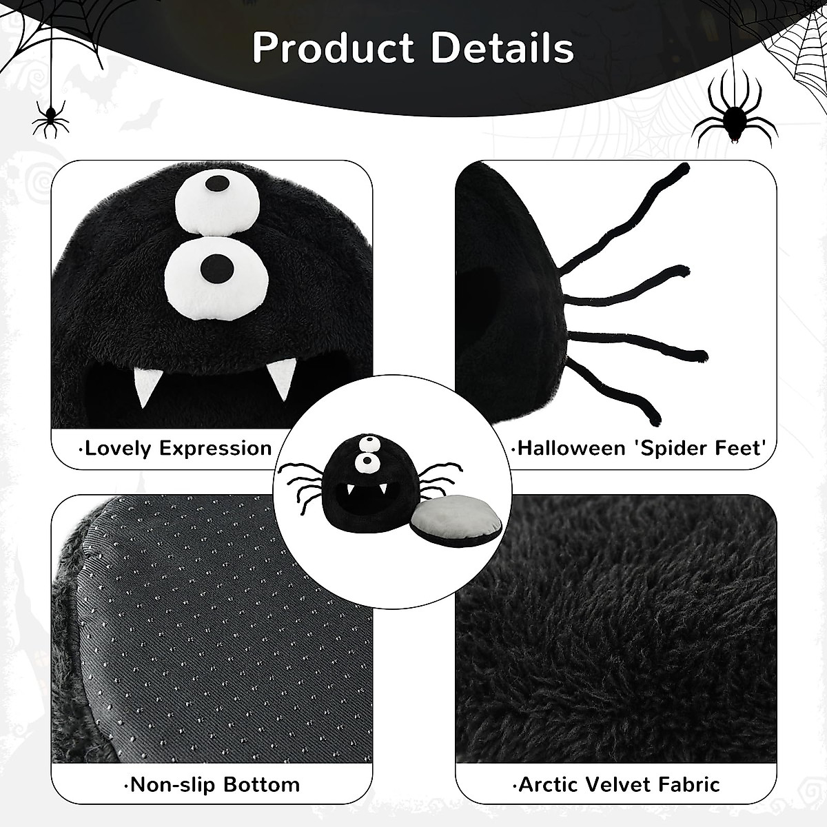 Vehomy Halloween Guinea Pig Bed Warm Bunny Spider Cave Bed Hideout Small Animal Spider Nest Bed House Cage Accessory for Hamster Guinea Pig Dwarf Rabbit Bunny Ferret Rat Hedgehog L