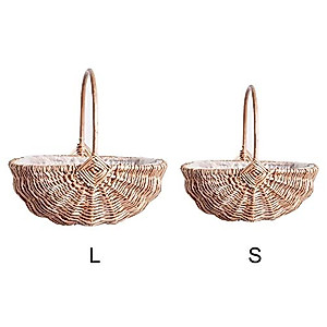 SLDHFE Wicker Rattan Flower Basket,Willow Storage Basket Handwoven Flower Basket with Handle for Home Wedding Garden Decoration