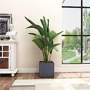 Kante 12" Square Concrete Planters for Outdoor Outdoor Patio Garden, Lightweight Modern Planter Pots Charcoal