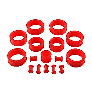 Pair 3/4" (19MM) RED SILICONE FLAT FLARE TUNNELS Double Flare Gauges Thin Soft Flexible Flesh Plugs (2pcs)
