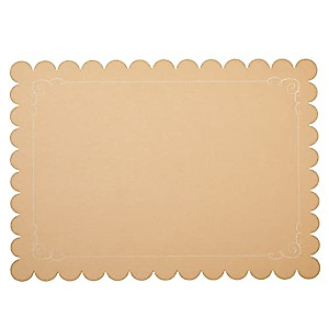 100 Pack Scalloped Kraft Paper Placemats for Dining Table, Wedding, Disposable (Brown, 10 x 14 in)