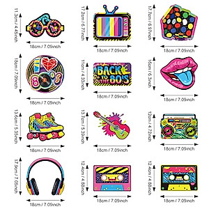 53 Pieces 80s Party Decorations, Retro 1980s Hip Hop Party Hanging Swirls Ceiling Decor for Adults Back to The 80s Party 1980s Throwback Birthday Party Neon Party Rock Hippie Party Supplies