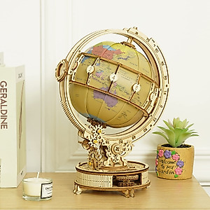 3D Wooden Puzzles for Adults, 2023New LED Light Wooden Globe Puzzle, Model Building Kits, Room Decor for Women, Men, Teen, Girls, Boys, Halloween Party, Christamas Gift