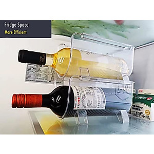 Frontier Plastic Stackable Multipurpose Wine Rack Storage Organizer, Wine and Water Free Standing Bottle Holder for Fridge, Counter Top, Display Cabinets, 2 Pack, Clear