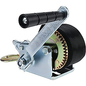 BTSHUB 1000lbs Hand Winch, Hand Crank Strap Cable Gear Winch Durable Gears, Resist Wear & Tear Steel Marine Towing Winches ATV Boat Trailer