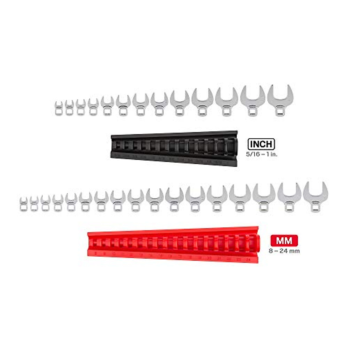 Tekton 3/8 Inch Drive Crowfoot Wrench Set, 30-Piece (5/16-1 In, 8-24 Mm) - Racks | WCF92301