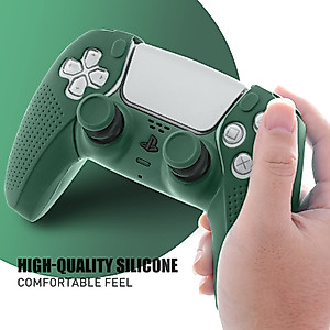 ECHZOVE PS5 Controller Accessories, PS5 Controller Skin, PS5 Controller Plate and PS5 Thumb Grips - Green