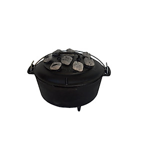 Volcano Grills Cast Iron Vintage Style Dutch Oven for Camping, 8 quarts, Black