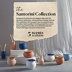 Paddywax Candles Santorini Soy Wax Scented Candle, Ceramic Greek Candle Vase, 8.5 Ounces, Cliff & Hinoki Wood