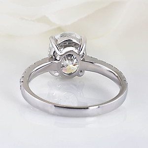 WSX Moissanite Engagement Ring Oval Halo White Gold for Women Wedding Promise Anniversary Rings Size 8