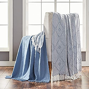 Amrapur Overseas 2 Pack 100% Cotton 50x60 Throw Chester Ashley Blue