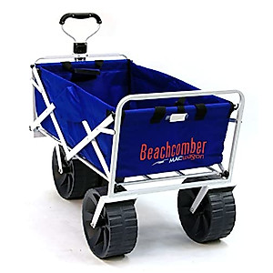 SMVE_Beachcomber XL Wagon Heavy Duty Collapsible Outdoor Folding Wagon Camping Utility Cart Adjustable Rolling Cart All Terrain Sports Beach Wagon with Oversized Wide Rubber Wheels for Sand