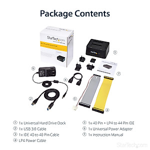 StarTech.com USB 3.0 to IDE SATA Hard Drive Docking Station for 2.5/3.5" Hard Drive - SuperSpeed Hard Drive Dock (UNIDOCK3U)