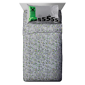 Jay Franco Minecraft Creeper 4 Piece Twin Bed Set (Offical Product)