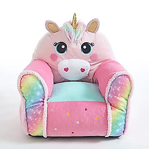 Idea Nuova Heritage Kids Cozy and Durable Unicorn Figural Bean Bag Chair with Sherpa Trim, for Bedroom & Platyroom,Ages 3+