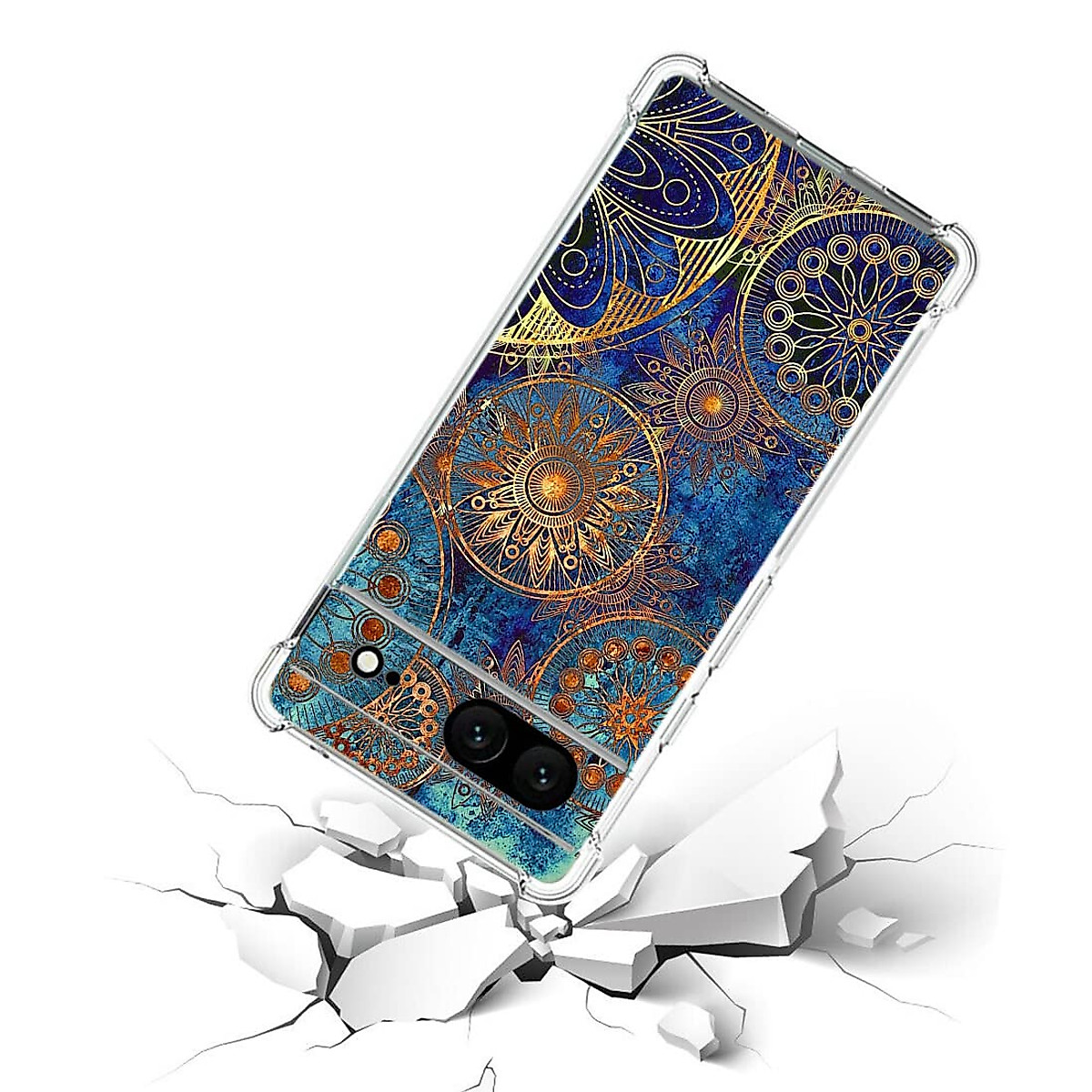 Beaucov Pixel 7 Case, Gorgeous Colours Circle Manala Drop Protection Shockproof Case TPU Full Body Protective Scratch-Resistant Cover for Google Pixel 7