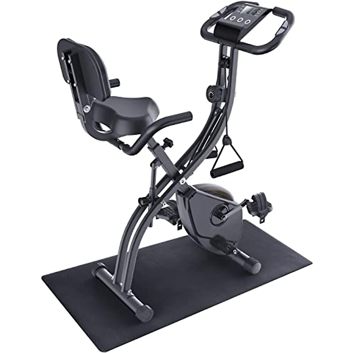 Foldable Exercise Bike, Sportneer 2023 New Version 3 in 1 Resistance Stationary Bike with 16 Level Magnetic, Indoor Cycling Bike with PVC Floor Mat, Folding Workout Bike, Versatile LCD Screen, Heart Rate Grip