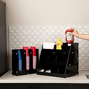 Condiment Organizer - Coffee Condiment Organizer, Caddy for K-Pods, Snack, Tea Bags, Disposable Cups, Coffee Bar Bin Box, Coffee Pods Holder, Farmhouse Decor