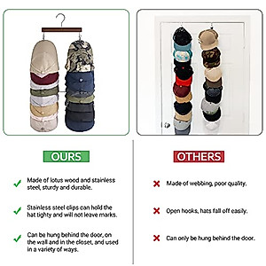 Dahey Macrame Hat Hangers Hat Rack for Wall Cowboy Hat Holder 7 Hats Style and Hat Organizer for Closet Hat Holder Organizer with 32 Stainless Steel Clips, Set of 2