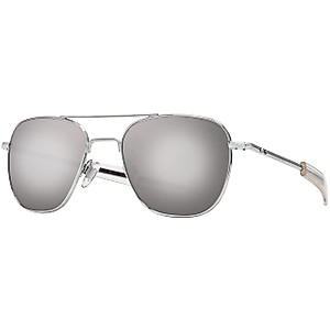 AO Original Pilot Sunglasses - Silver - SunFlash Silver Mirror SkyMaster Glass Lenses - Bayonet Temple - Polarized - 57-20-140