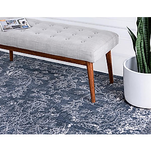 Unique Loom Portland Collection Area Rug - Albany (7' 10" Square, Blue/ Gray)