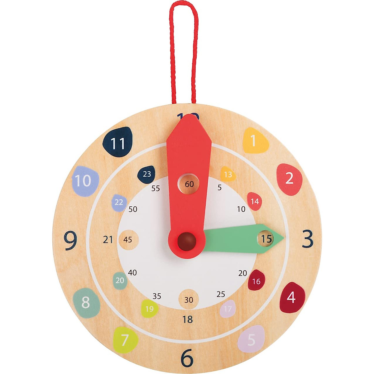small foot wooden toys Teaching Time Wall Clock Educate Educational Toy Designed for Children Ages 4+, Multi (11291)