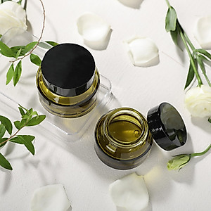 Glass Cosmetic Jars with Lids, 3 Pack Small Glass Jars, 30 ml Empty Makeup Containers for Sample, Cream, Lotion (1 oz, Green)