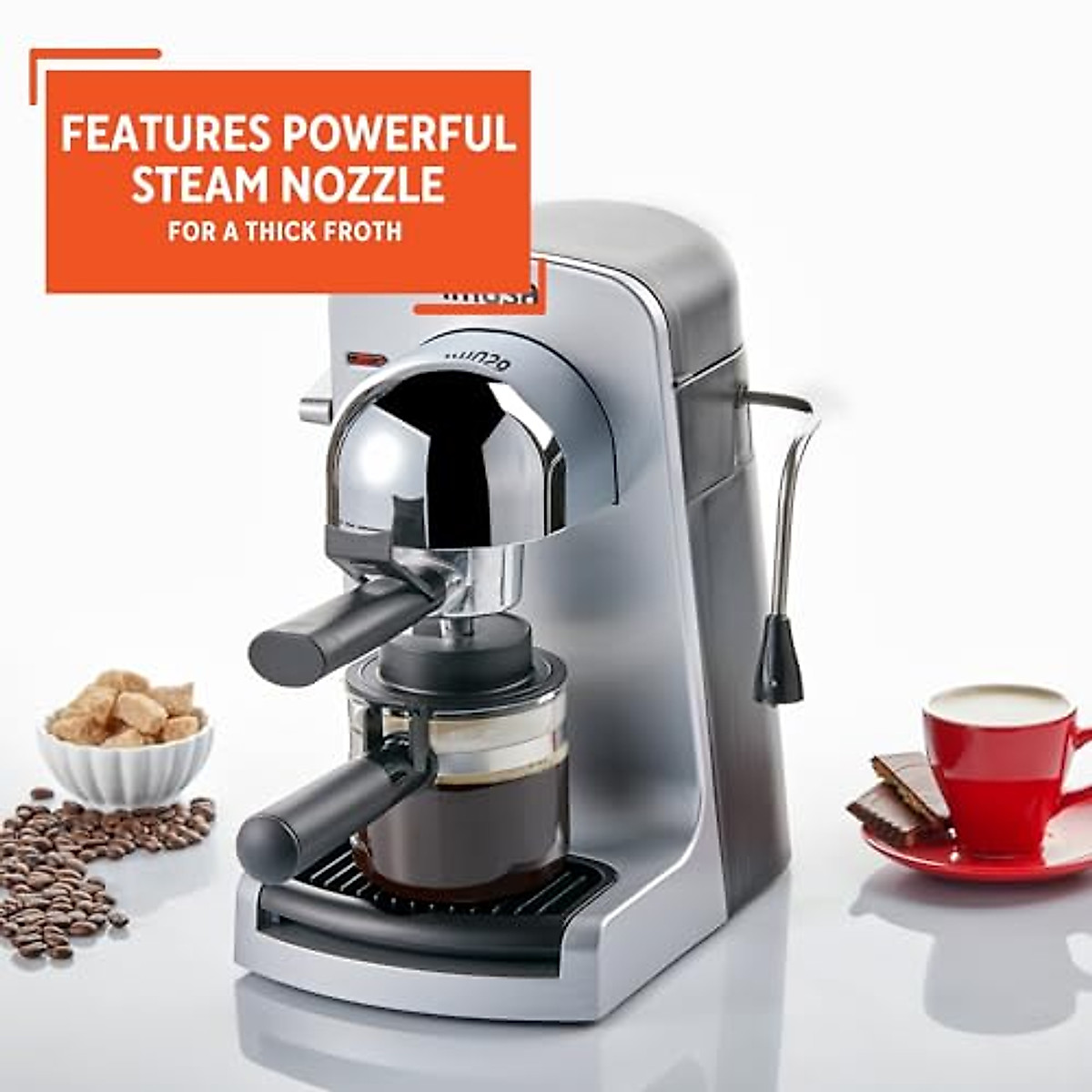 IMUSA 4cup Electric Bistro Espresso Cappuccino Maker, Silver