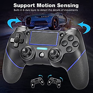 Y Team Wireless Controller for PS4, Wireless PS4 Gaming Controller USB Gamepad Joypad Controller with Dual-Vibration for PS4/ Slim/Pro/PC(Win 7/8/10)