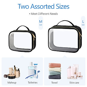 PACKISM Clear Makeup Bags - TSA Approved Toiletry Bag with Handle Large Opening, Clear Toiletry Bags for Traveling Travel Essentials, Clear Travel Bags for Toiletries, Black