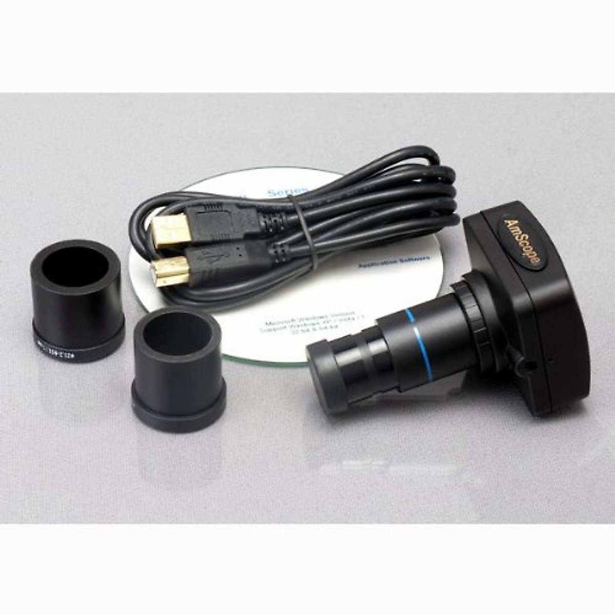 AmScope SM-1TZ-PL-5M Digital Professional Trinocular Stereo Zoom Microscope, WH10x Eyepieces, 3.5X-90X Magnification, 0.7X-4.5X Zoom Objective, Upper and Lower LED Lighting, Large Pillar-Style Table Stand, Includes 0.5X and 2.0X Barlow Lenses and 5MP Came